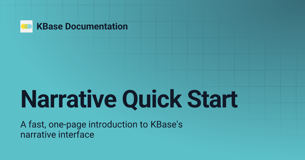 Narrative Quick Start | KBase Documentation