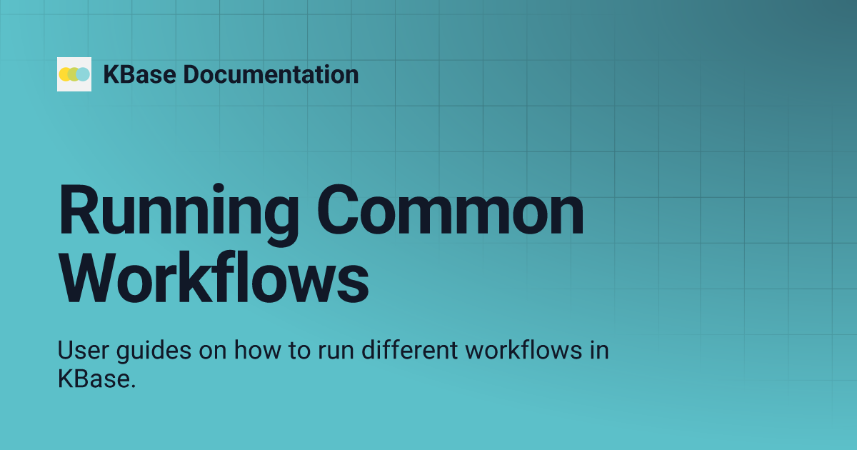 Running Common Workflows | KBase Documentation