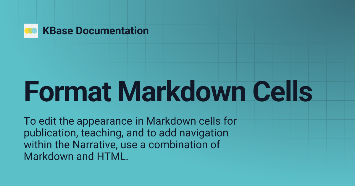 Format Markdown Cells | KBase Documentation