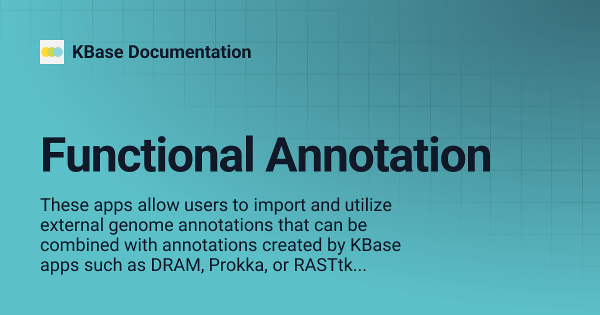 Functional Annotation | KBase Documentation